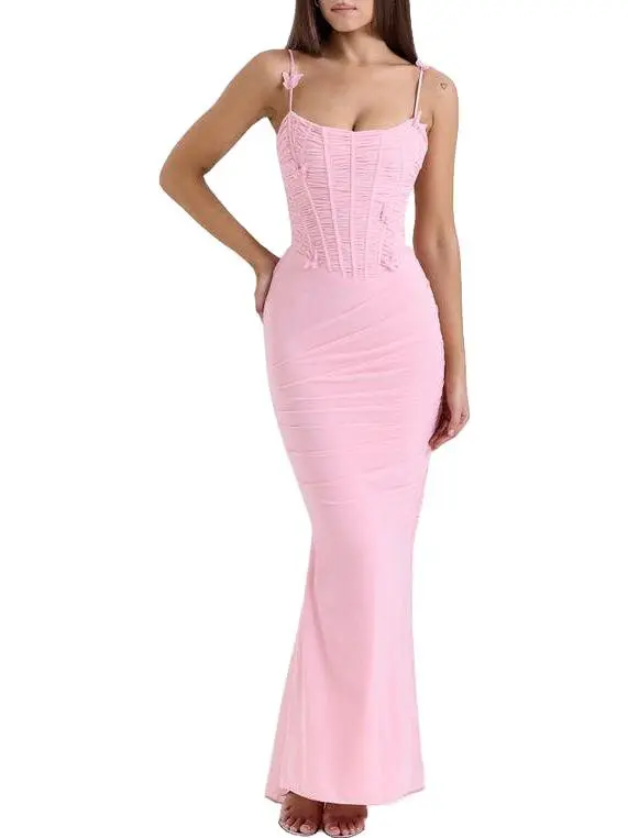 House Of Cb Romola Appliqué Cocktail Dress - Tickled Pink
