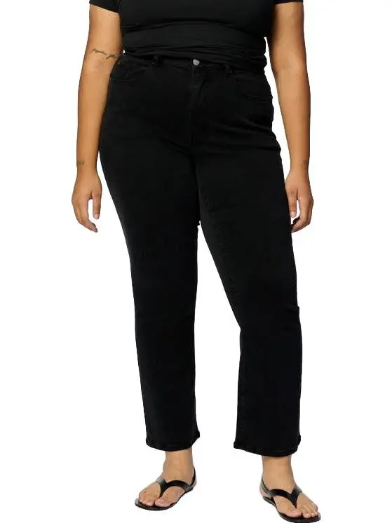 Warp + Weft High Waist Straight Leg Stretch Jeans - Jet Black