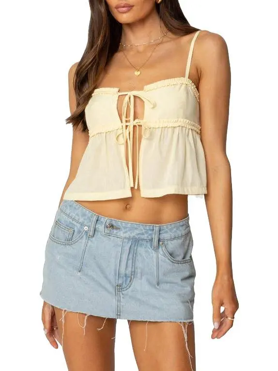 EDIKTED Loula Tie Front Camisole - Yellow