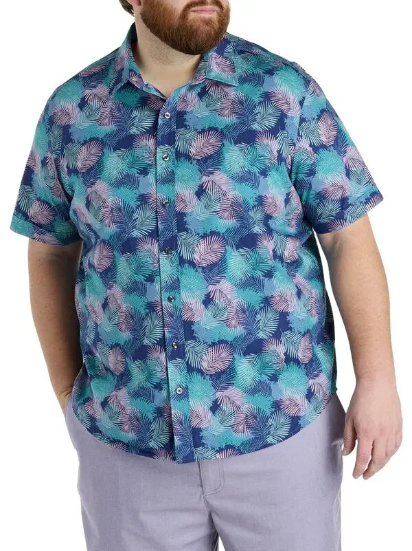 SYNRGY BY DXL Big & Tall Leaf Print Sport Shirt - Multi