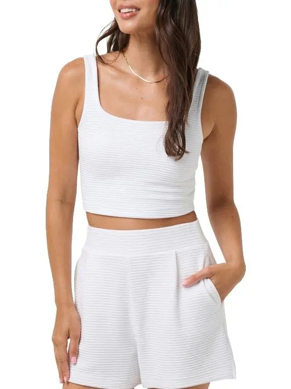 Travis Mathew Yacht Me Rib Crop Tank - White