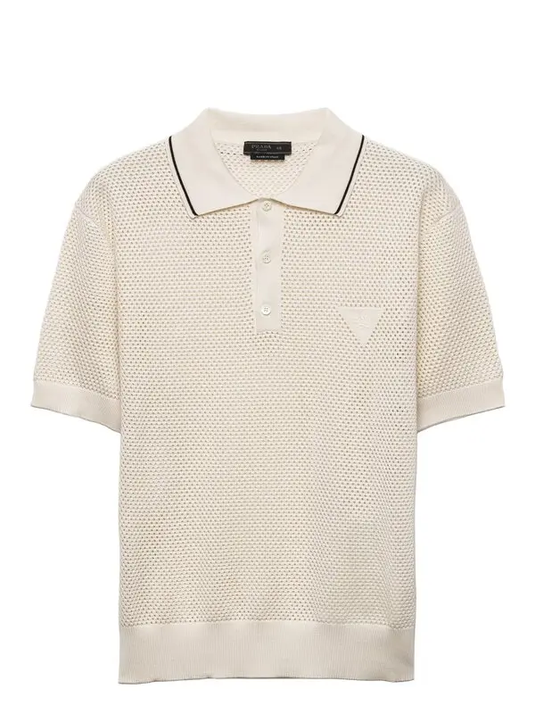 Prada Silk And Cotton Polo Shirt - Chalk White