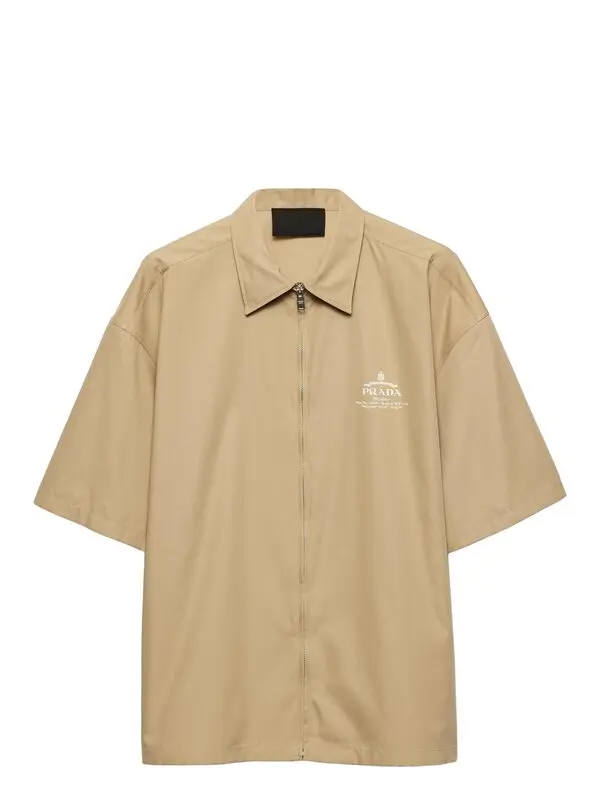 Prada Short-sleeved Technical Cotton Shirt - Desert Beige