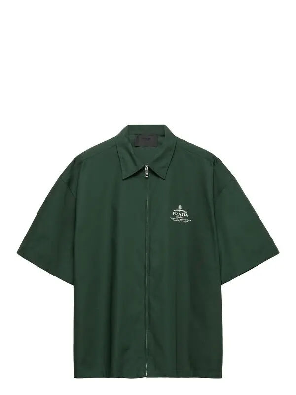 Prada Short-sleeved Technical Cotton Shirt - Billiard Green