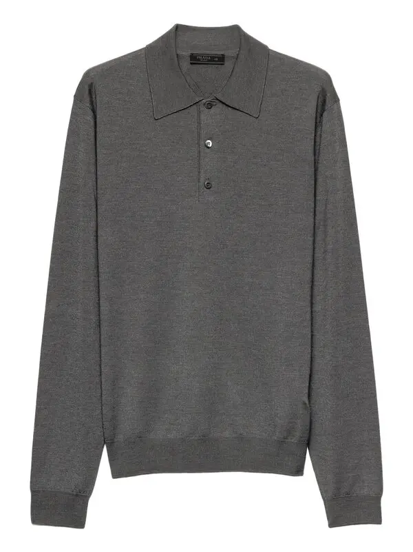 Prada Cashmere And Silk Polo Shirt - Slate Gray