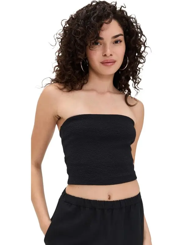 Enza Costa Jacquard Bandeau Top - Black