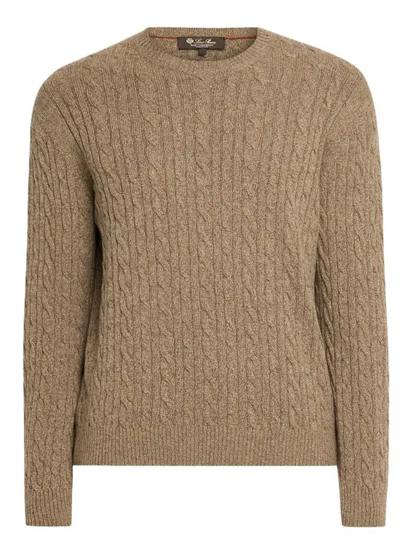 Loro Piana Treccia Baby Cashmere Crewneck Sweater - J1yf Chia Beans