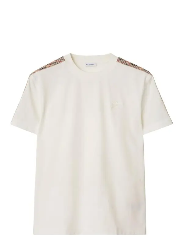 Burberry Check Shoulder-tape T-shirt - Chalk