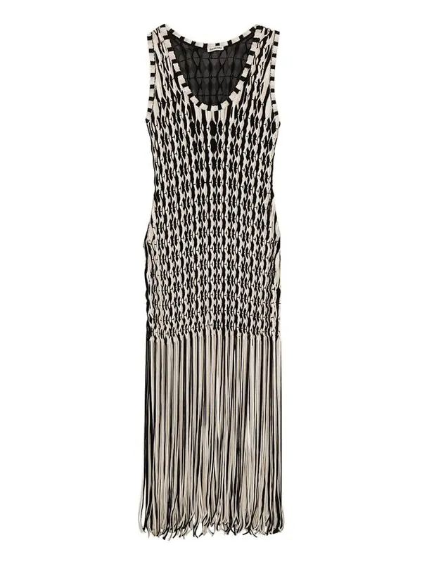 Simkhai Sonia Woven Fringe Tank Dress - Sand Multi
