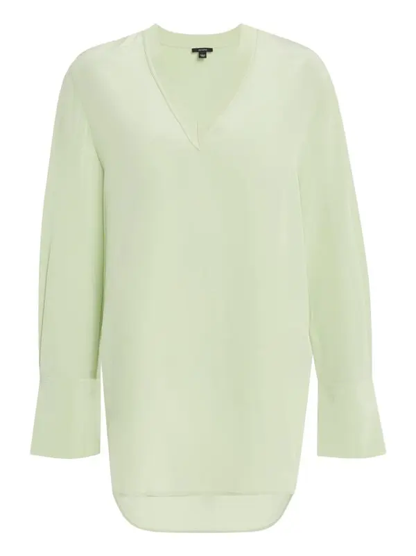 JOSEPH Miller V-neck Crepe De Soie Blouse - Matcha