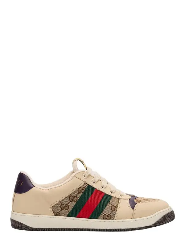 Gucci Screener Gg Canvas And Leather Sneakers - Beige