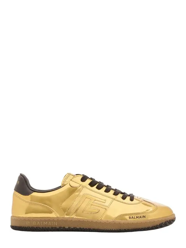 Balmain Swan Faux Leather Low-top Sneakers - Gold/multi