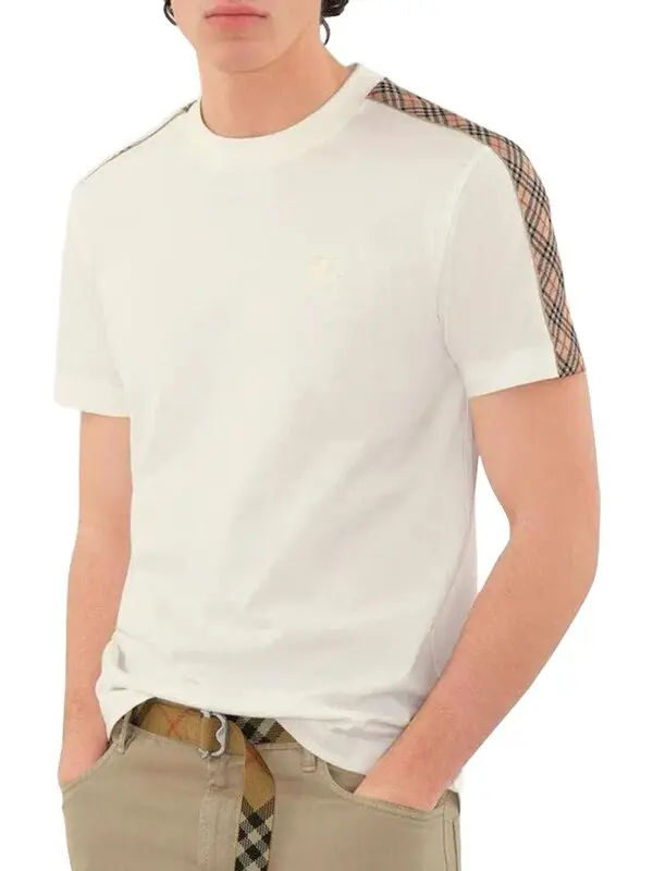 Burberry Apos;s Check Shoulder-tape T-shirt - Chalk