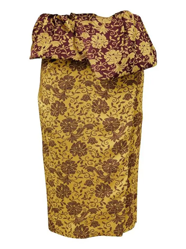 Dries Van Noten Floral Ruffled Midi Skirt - Yellow