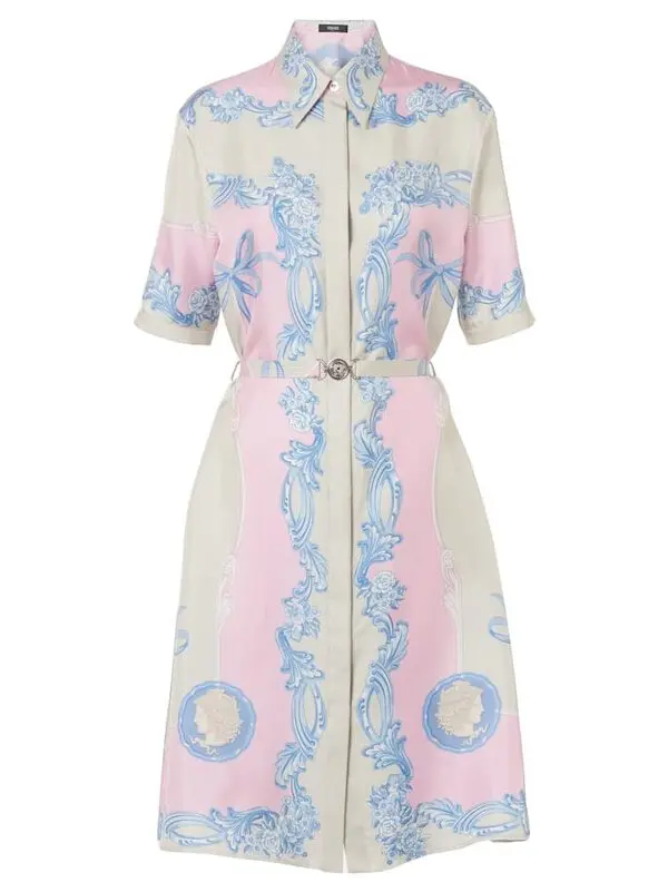 Versace Floral Silk Shirt Dress - Multicoloured