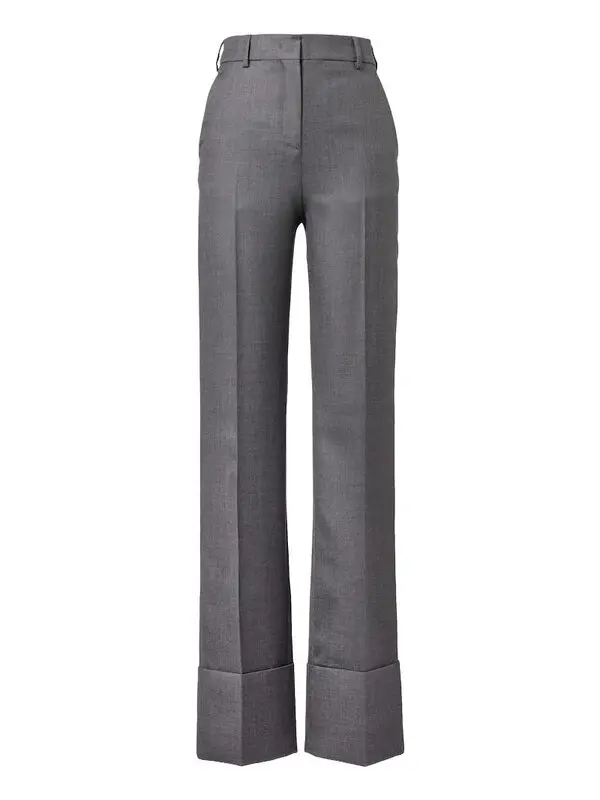 Valentino Garavani High-rise Straight Wool Pants - Grey