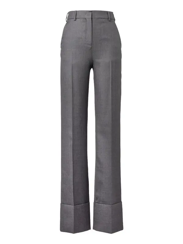 Valentino Garavani High-rise Straight Wool Pants - Grey