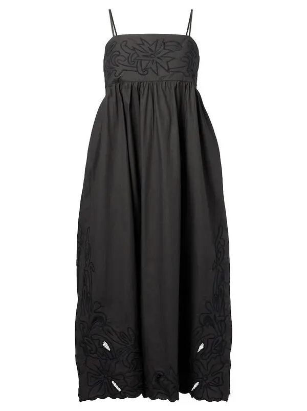 JULIET DUNN Floral Embroidered Cotton Minidress - Black