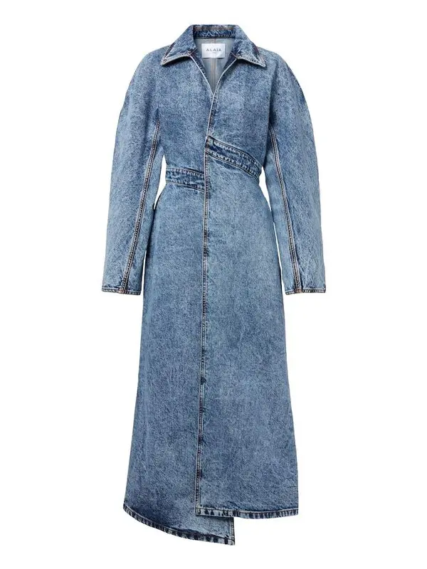 Alaïa Asymmetric Denim Coat - Blue