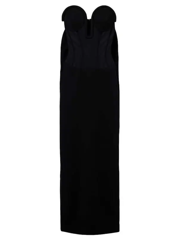 Jean Paul Gaultier Crêpe And Tulle Corset Maxi Dress - Black