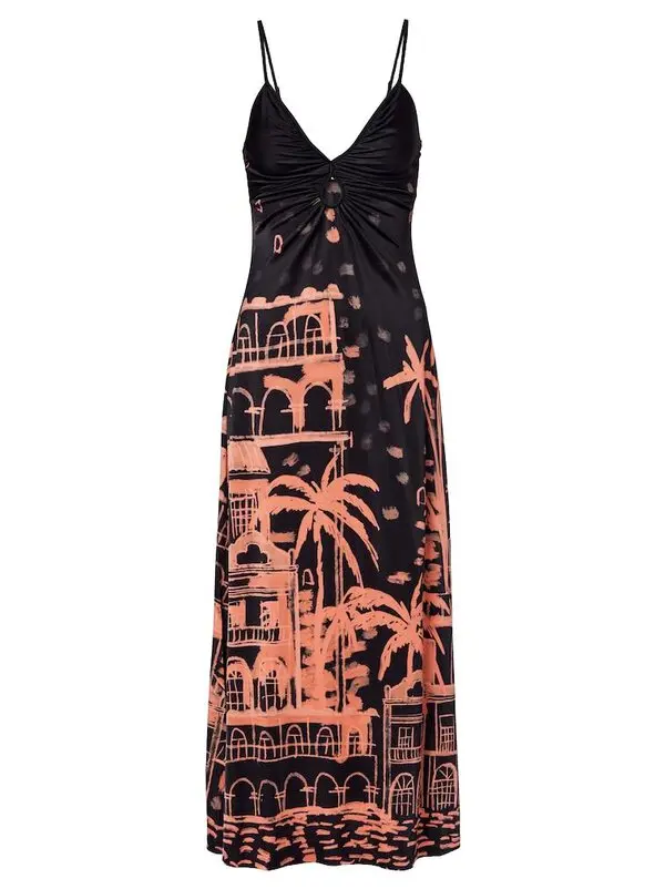 Johanna Ortiz Printed Jersey Maxi Dress - Black