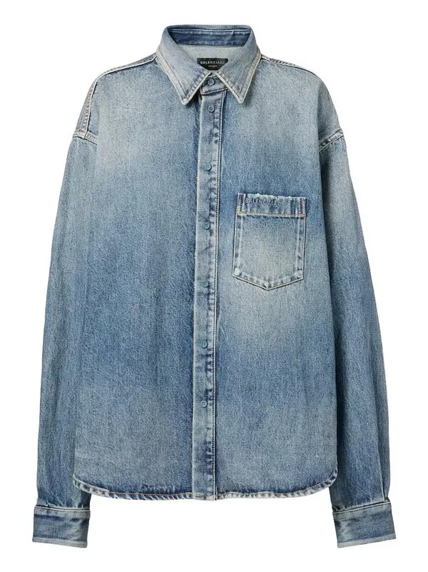 Balenciaga Denim Button-down Shirt - Blue