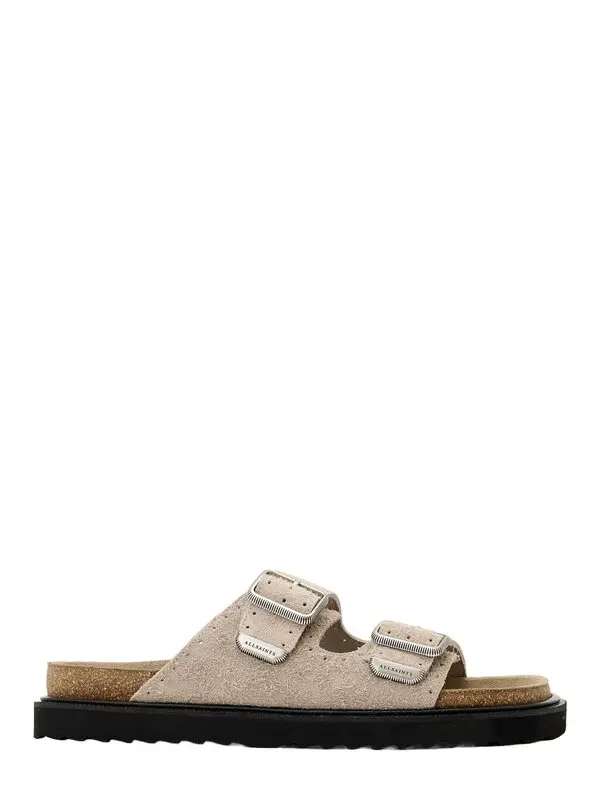 ALLSAINTS Randal Leather Buckle Sandals - Grey