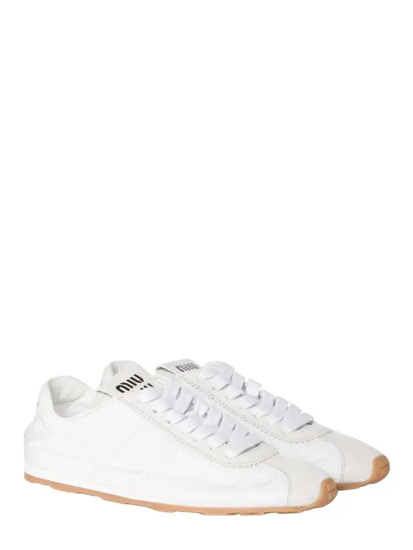 Miu Miu Plume Technical Fabric And Suede Sneakers - White