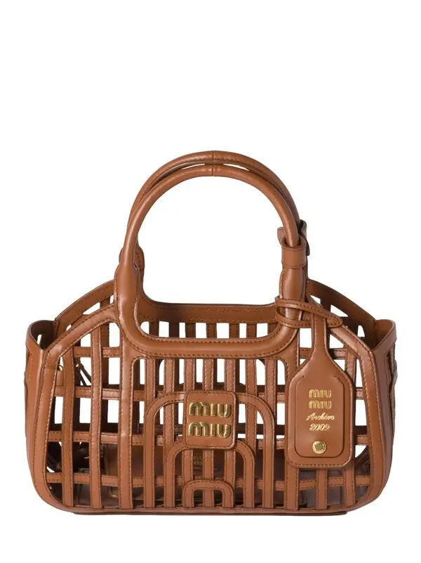 Miu Miu Leather Basket - Cognac