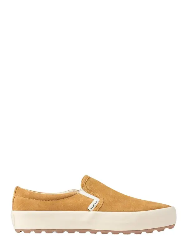 Sandro Split Leather Slip-ons - Camel