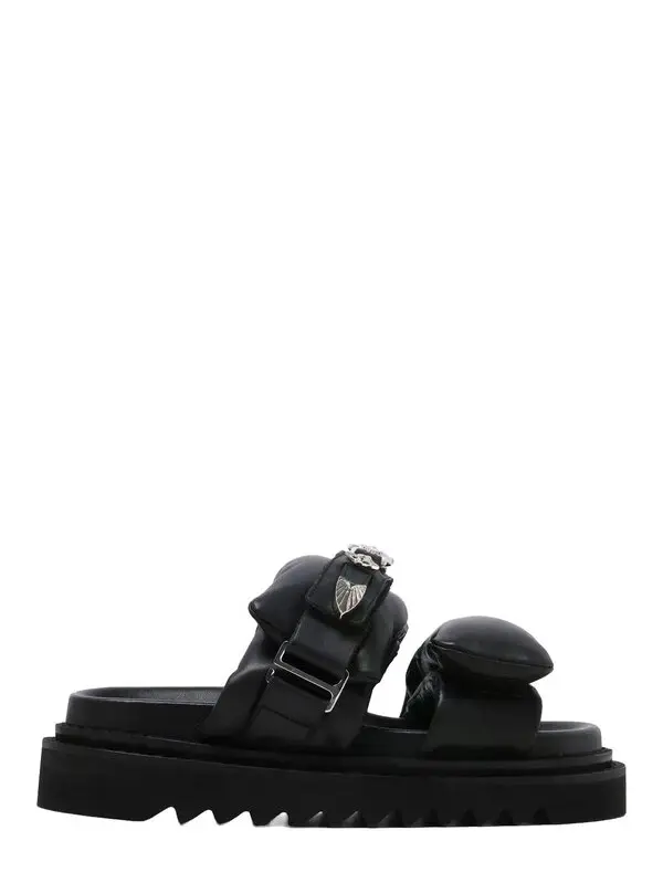 Toga Buckled Leather Sandals - Black