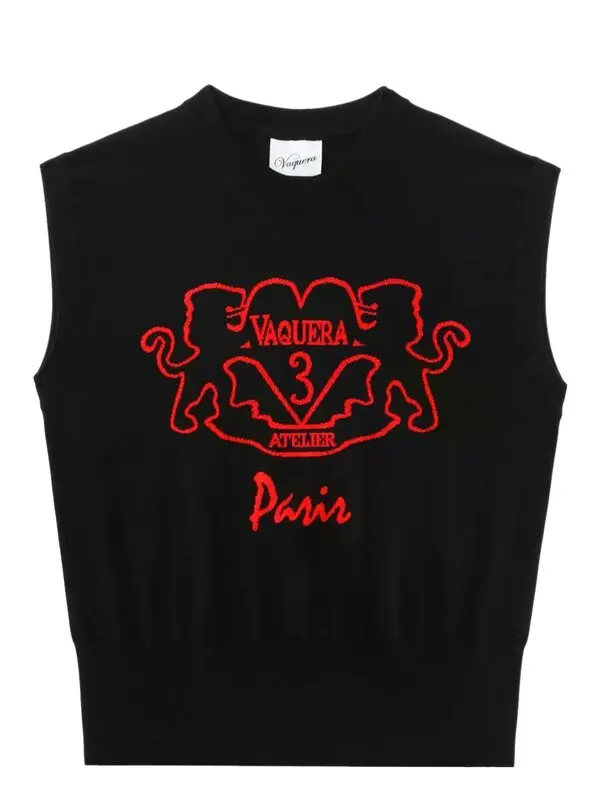 Vaquera Intarsia-logo Top - Black