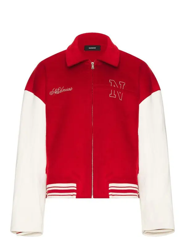 NAHMIAS Varsity Oversized Bomber - Cherry