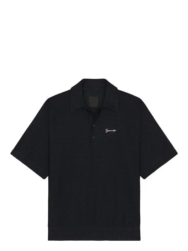 Givenchy Half Zip Short Sleeve Sweatshirt - Black & Navy