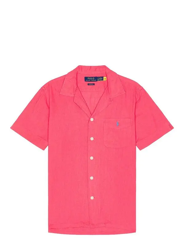 Polo Ralph Lauren Short Sleeve Camp Pocket Sport Shirt In Red - Pale Red