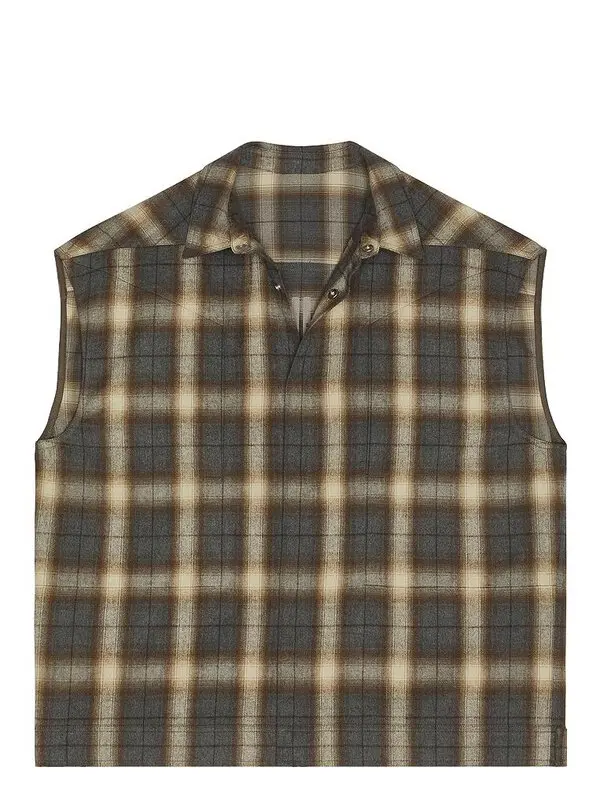 Rick Owens Sleeveless Jumbo Outershirt - Grey Plaid