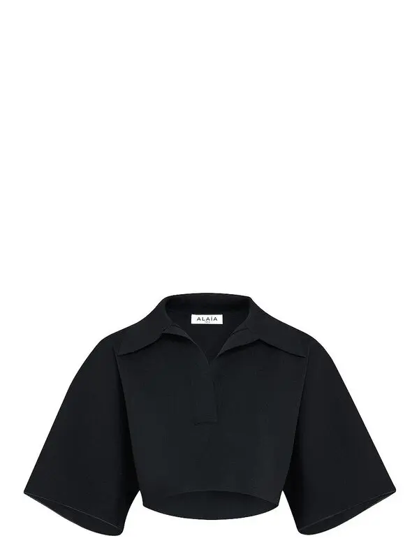Alaïa Crop Polo Top - Noir Alaia
