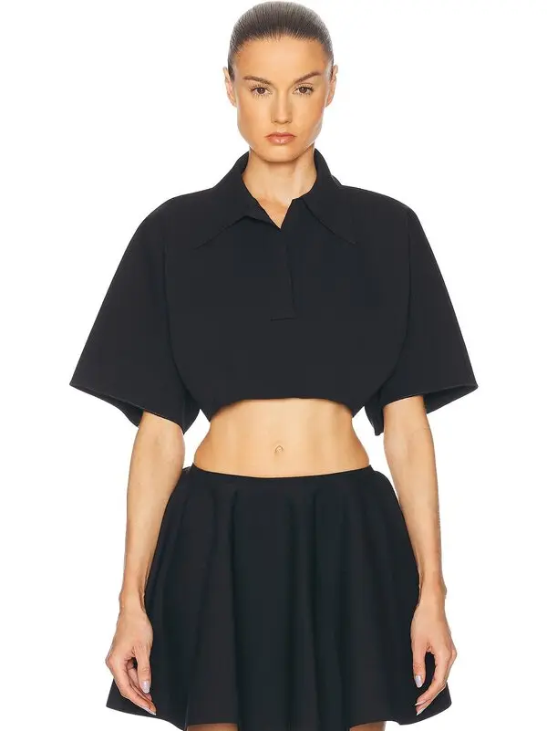 Alaïa Crop Polo Top - Noir Alaia