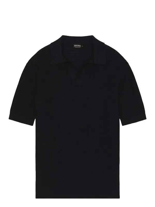 Zegna Premium Cotton Stitch Polo - Navy