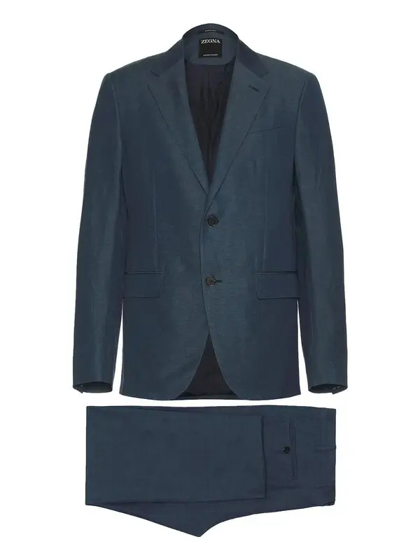 Zegna Trofeo Summer Suit In Teal - Teal Blue