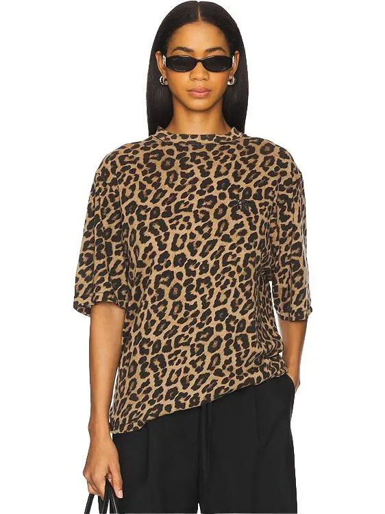 ANINE BING Avi Tee - Black & Brown Leopard