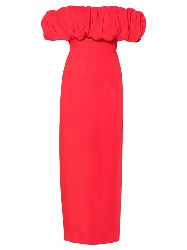 ROWEN ROSE Bardot-neckline Midi Dress - Red