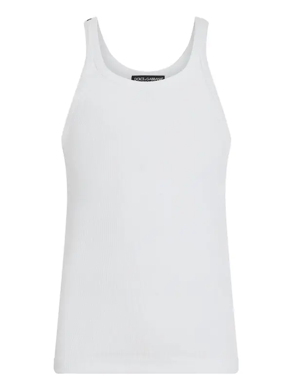 Dolce & Gabbana Fine-rib Washed Cotton Singlet - White