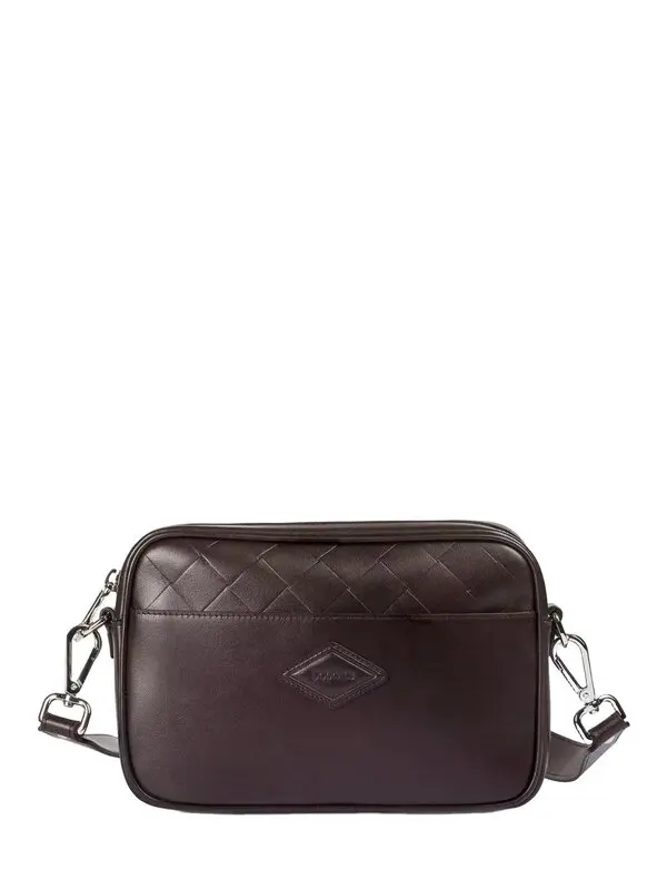 DOUCAL'S Matelassé Leather Messenger Bag - Brown