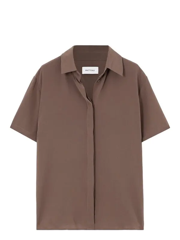 Matteau Silk Crepe De Chine Shirt - Brown