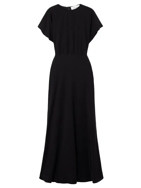 Matteau Gathered Silk Crepe De Chine Maxi Dress - Black