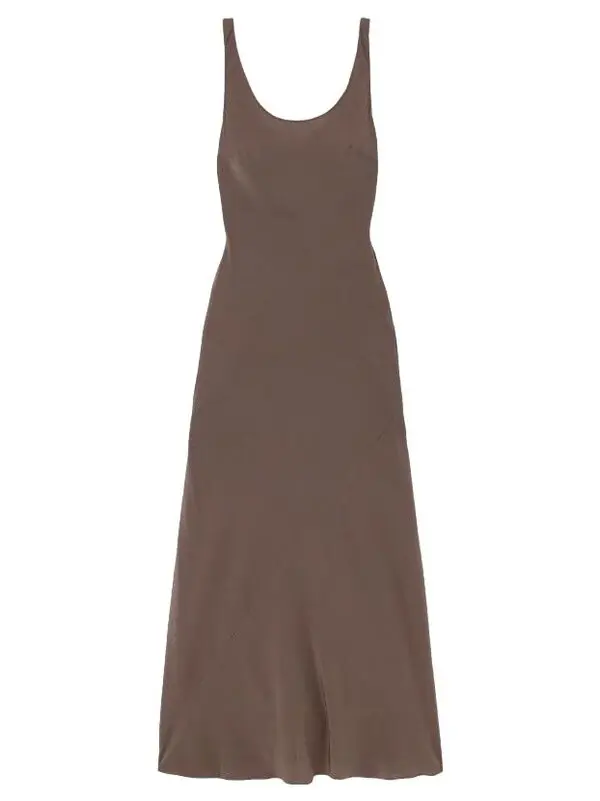 Matteau Silk Crepe De Chine Midi Dress - Brown