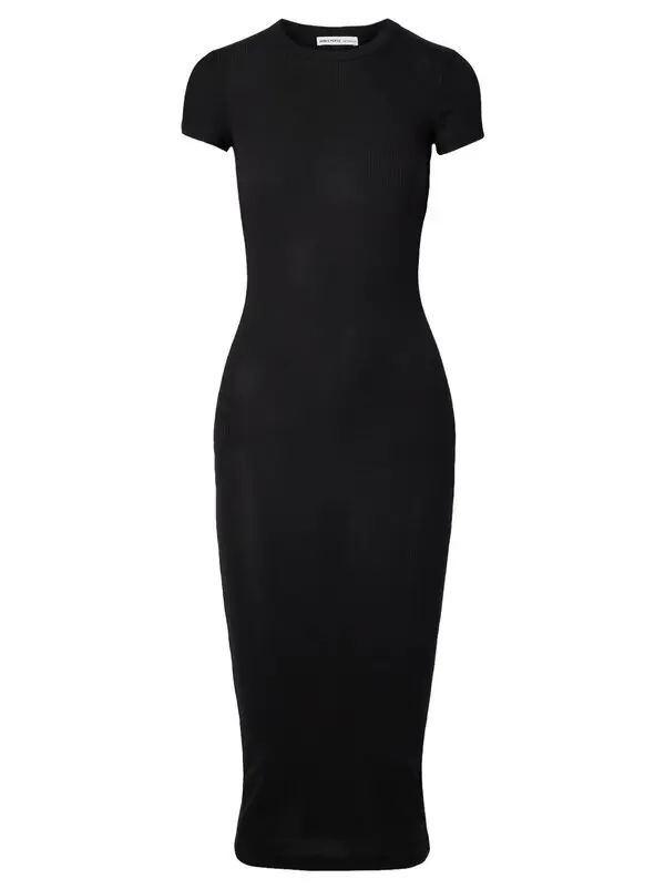 JAMES PERSE Ribbed Stretch-cotton Jersey Midi Dress - Black