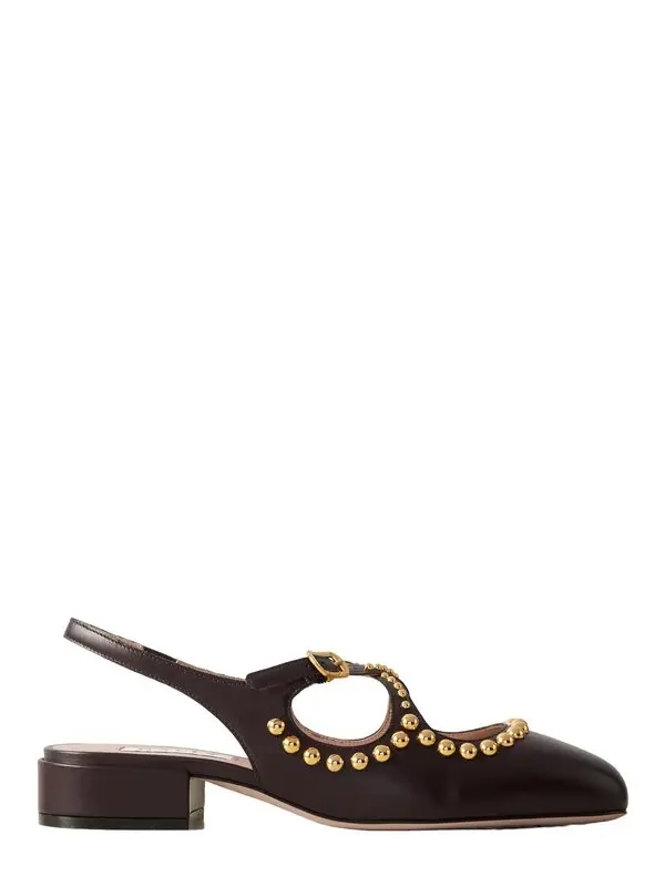 Bally Blariska Studded Leather Slingback Pumps - Brown
