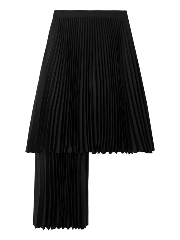 Bottega Veneta Layered Pleated Twill Midi Skirt - Black